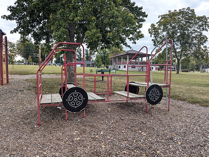 Every treasure hunt deserves a break – this whimsical playground offers a moment of childhood nostalgia between antiquing adventures.