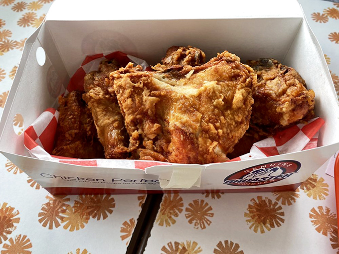 Broasted chicken so perfectly golden it deserves its own Instagram account. The crunch you hear in your dreams.