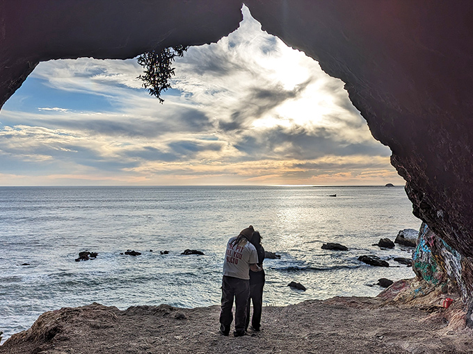 Mother Nature's perfect frame for sunset watching. This cave offers VIP seating for the Pacific's nightly light show.