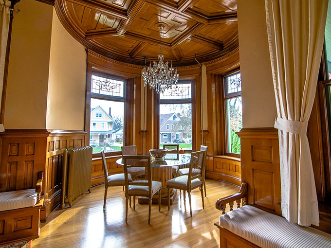 A turret room that proves round is the new square. The chandelier adds just enough sparkle without veering into "Disney princess territory."