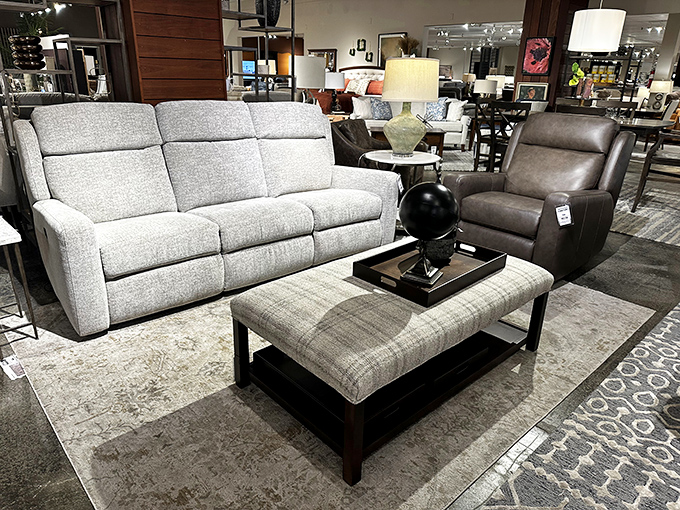 The perfect neutral sofa for people who can't commit to a color scheme but are definitely committed to comfort. Those pillows aren't just decorative.