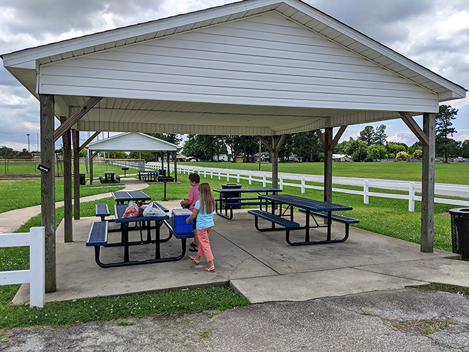 Simple pleasures in civic spaces. This covered pavilion hosts everything from family reunions to impromptu chess tournaments among new friends.