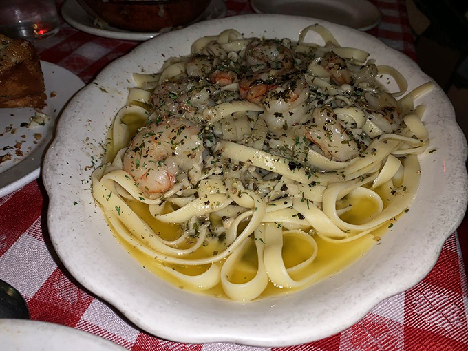 Fettuccine and shrimp swimming in buttery bliss. The herbs aren't just garnish&mdash;they're the supporting actors that deserve their own Academy Award.