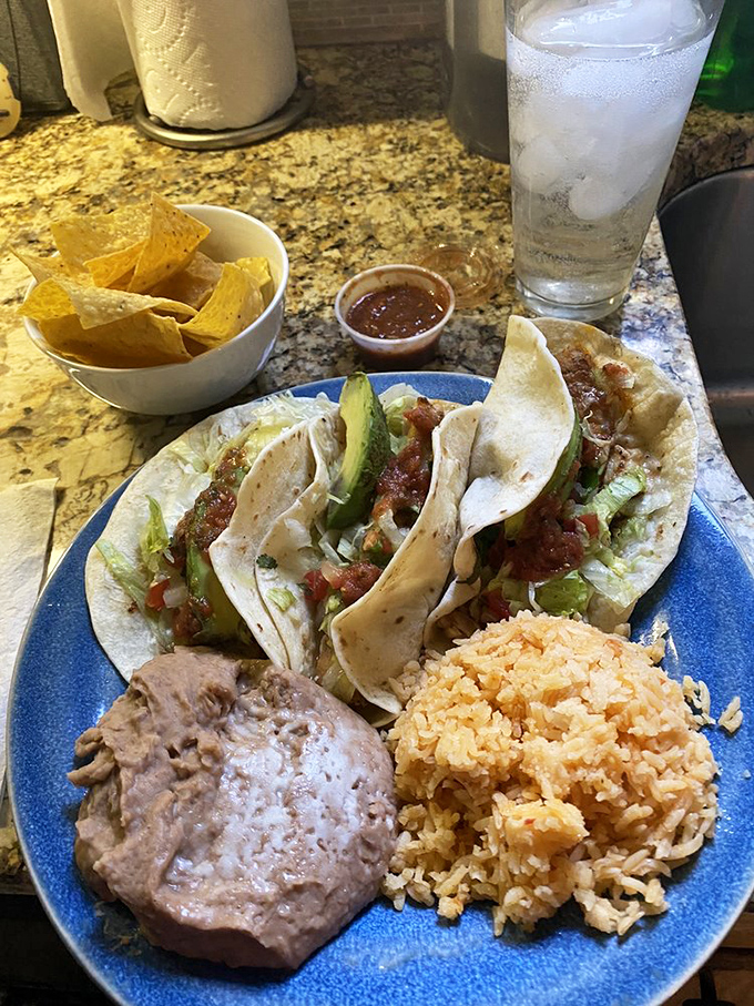 These tacos aren't just topped with avocado—they're crowned with it. The seafood and avocado combo is like ocean meets orchard in the best possible way.