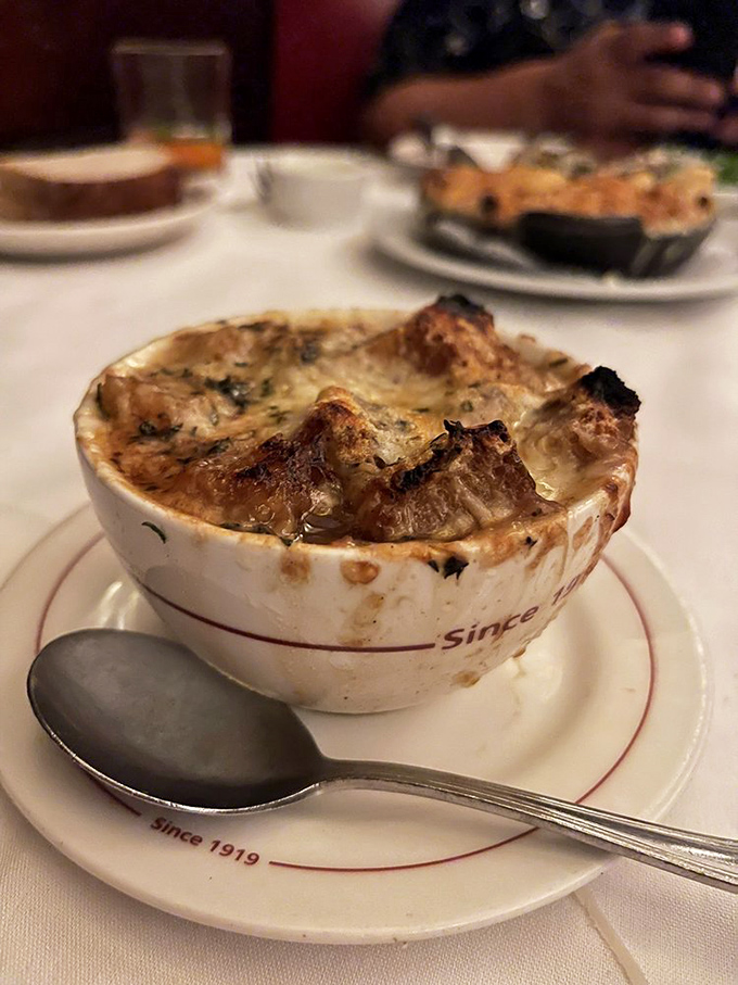French onion soup that's achieved the perfect cheese-to-broth ratio&mdash;a bubbling masterpiece that's worth the inevitable chin dribble.