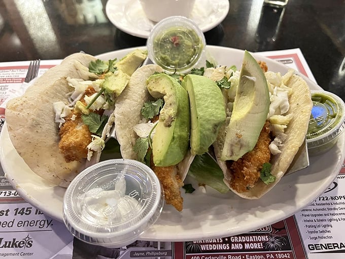 Fish tacos that bring Baja to the Garden State. Fresh, vibrant, and topped with creamy avocado&mdash;proof that diners have evolved beyond the BLT.