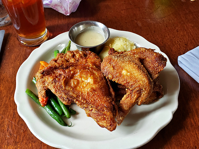 Fried chicken so golden and crispy, it might have prevented the Revolutionary War if the British had thought to serve it to Washington.