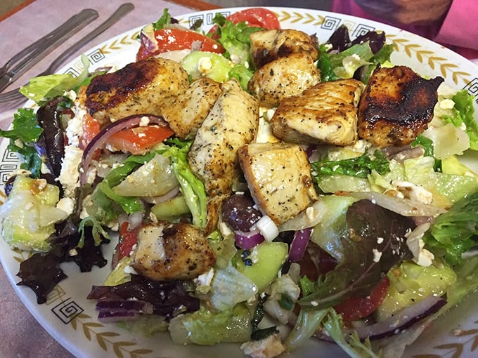 This Greek salad with grilled chicken isn't just eating healthy&mdash;it's eating triumphantly. Feta and herbs playing the perfect supporting roles.