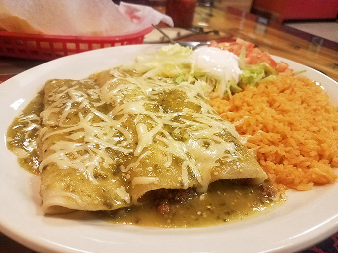 These enchiladas verdes glisten with potential, like emeralds of flavor waiting to be discovered. The cheese pull alone deserves a standing ovation.