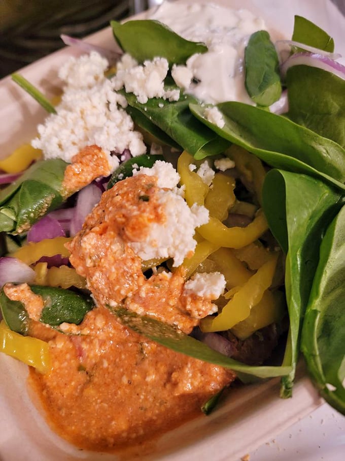 When you can't decide between a salad and a gyro, the universe provides this beautiful compromise. Fork-worthy Greek goodness in every bite.