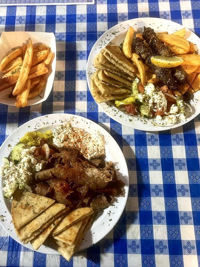 The gyro plate: where all your Mediterranean dreams come true on a single dish. Democracy of deliciousness in action.