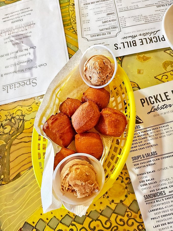 Golden hush puppies that crunch like a promise. The perfect opening act before the seafood main event steals the show.