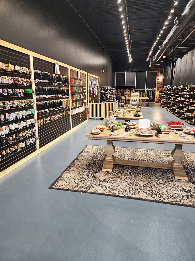 This elegantly designed store displays its treasures like a museum of affordable luxury, where every table tells a story of craftsmanship.