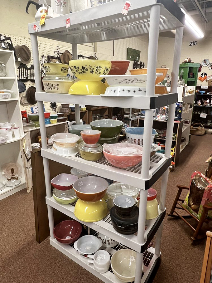 The Pyrex motherlode! These colorful vintage bowls have survived thousands of potlucks and holiday dinners, ready for thousands more in your kitchen.