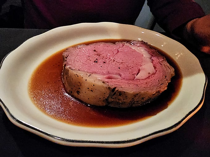 Medium-rare perfection that needs no Instagram filter. When beef is this beautiful, the plate becomes a stage and the au jus, the spotlight.
