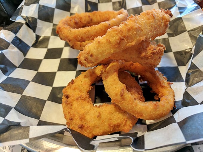 Golden, crispy onion rings that crunch like autumn leaves&mdash;except these leaves make you smile instead of having to rake them.