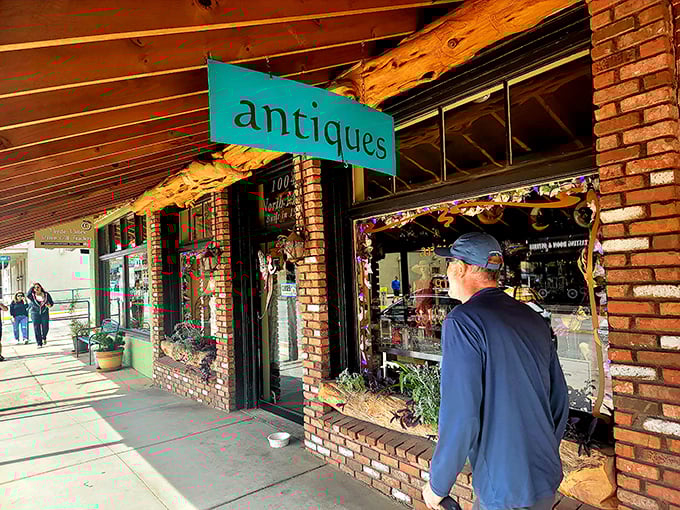 A wonderland of garden art and collectibles creates a joyful jumble outside this yellow-fronted shop &ndash; organized chaos at its finest.