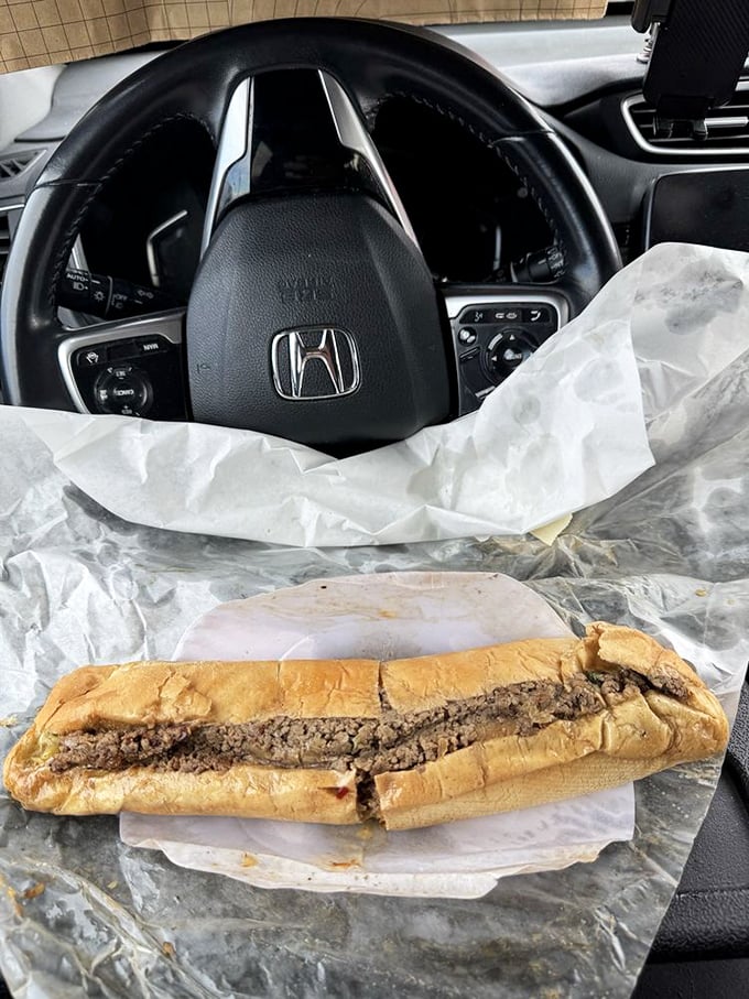 The humble cheesesteak &ndash; proof that sometimes the most satisfying meals come wrapped in paper and devoured before you even leave the parking lot.