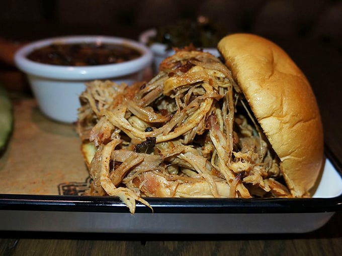 This pulled pork sandwich isn't just food&mdash;it's architecture. A masterpiece of tender strands supporting each other in perfect harmony.