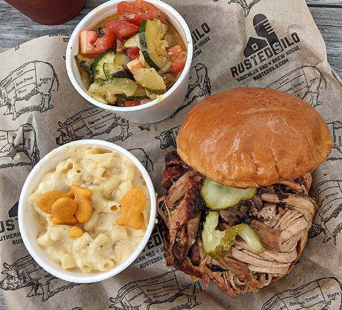 This pulled pork sandwich isn't messing around. The meat-to-bun ratio suggests someone in the kitchen understands the important things in life.