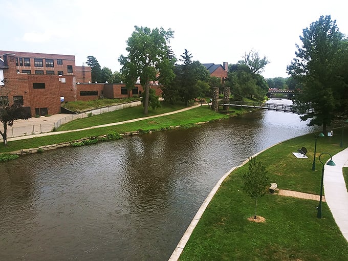 The Shiawassee River flows gently past the castle grounds, providing the same inspiration to visitors that it once gave to Curwood himself.