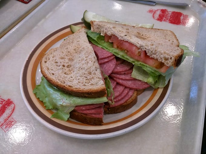 Simple perfection: good bread, quality salami, fresh veggies. Sometimes the classics don't need reinvention&mdash;just respect and a good pickle.