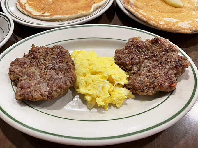 These sausage patties and scrambled eggs have been performing their breakfast duet for decades. A classic pairing that never misses a beat.