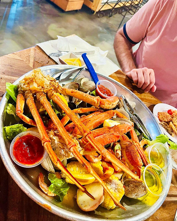 The Seattle Clambake brings the Pacific Northwest to your table. Those crab legs are longer than the line at the DMV—and infinitely more rewarding.