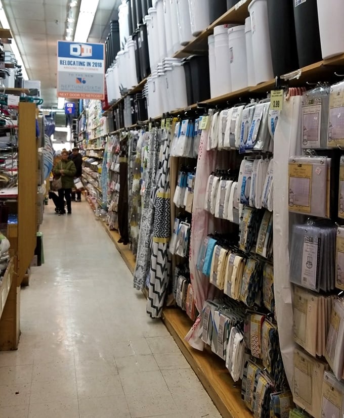 The natural habitat of savvy New Yorkers: navigating narrow aisles packed with bargains, where patience yields both savings and satisfaction.