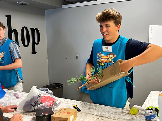 The staff wear the blue vests of retail superheroes&mdash;guiding shoppers through the chaos with the calm of seasoned expedition leaders.