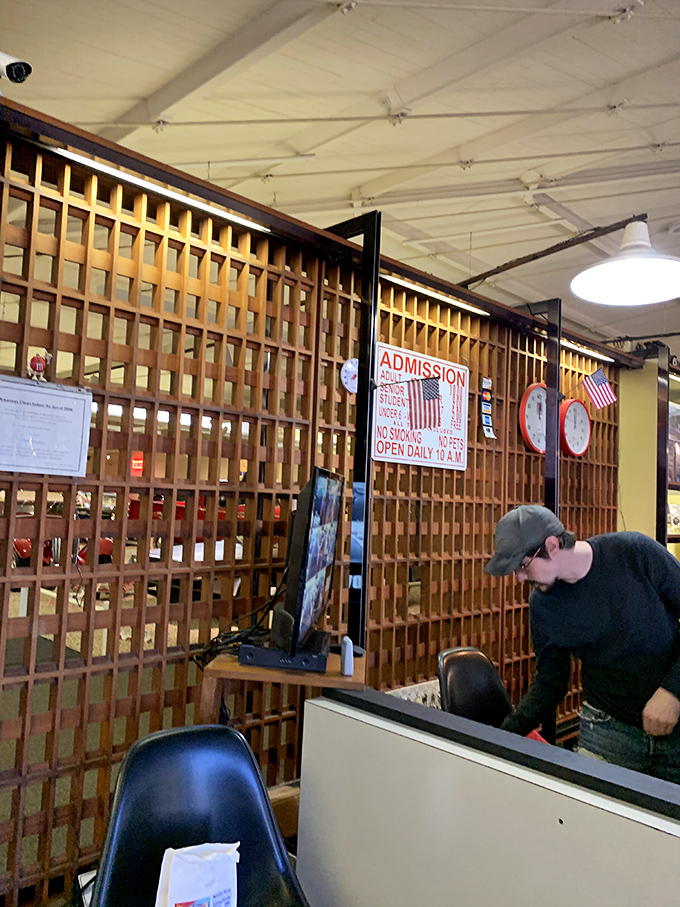 The museum's entrance evokes the golden age of American road trips, when gas station attendants wore uniforms and road maps were free for the asking.