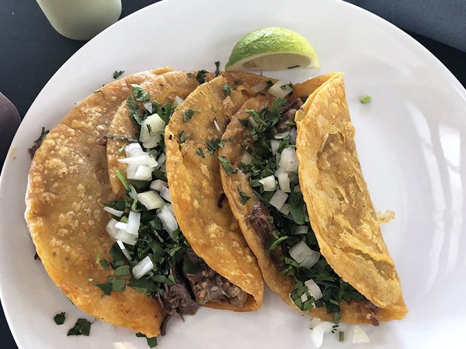 These tacos don't need fancy garnishes&mdash;just perfectly seasoned meat, fresh cilantro, diced onion, and a squeeze of lime. Perfection.