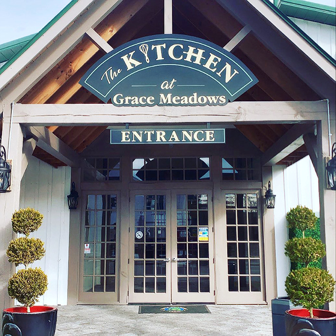Farm-to-table isn't just a trend at The Kitchen at Grace Meadows - it's a delicious invitation framed by those welcoming French doors.