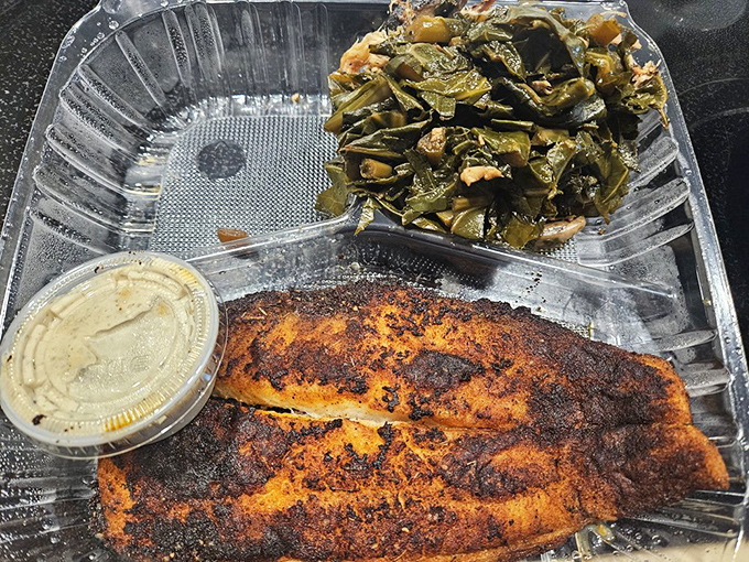 Blackened tilapia with collard greens&mdash;proof that Southern cooking can be soulful and swimming-pool-ready at the same time.