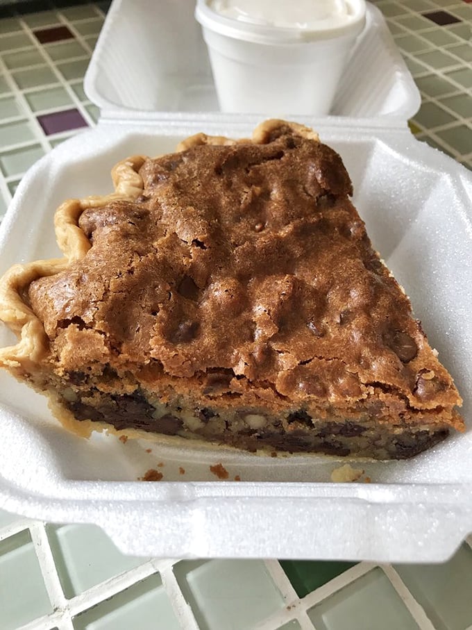 Tollhouse pie: what happens when a chocolate chip cookie and a pie have a beautiful, buttery baby topped with nuts and caramel.