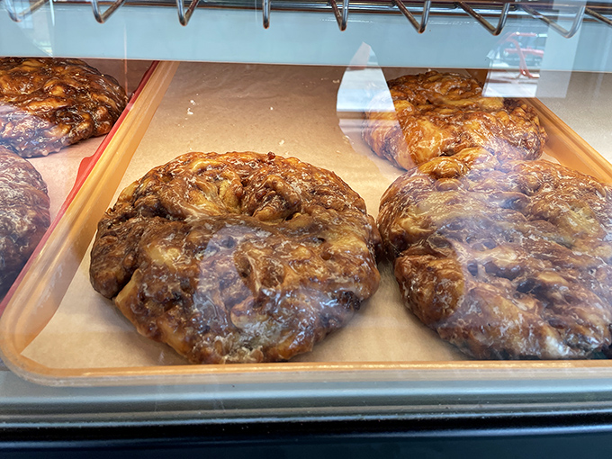 Up close and personal with the star of the show&mdash;a Greenbush apple fritter that's bigger than your palm and packed with more flavor than your average breakfast. 