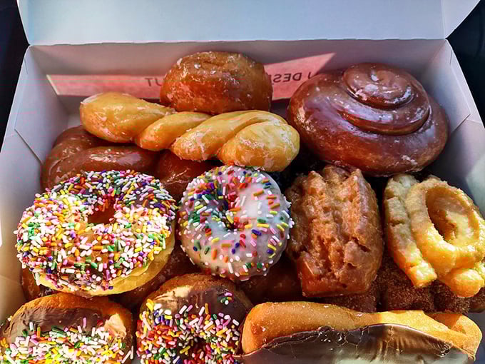 A box of joy awaits! From sprinkle-covered party animals to sophisticated glazed gentlemen, there's a donut for every mood.