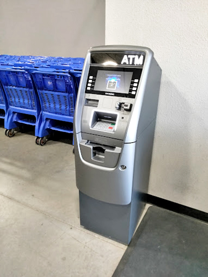 No cash? No problem. The ATM stands ready for when you discover that must-have item you didn't know existed until five minutes ago.