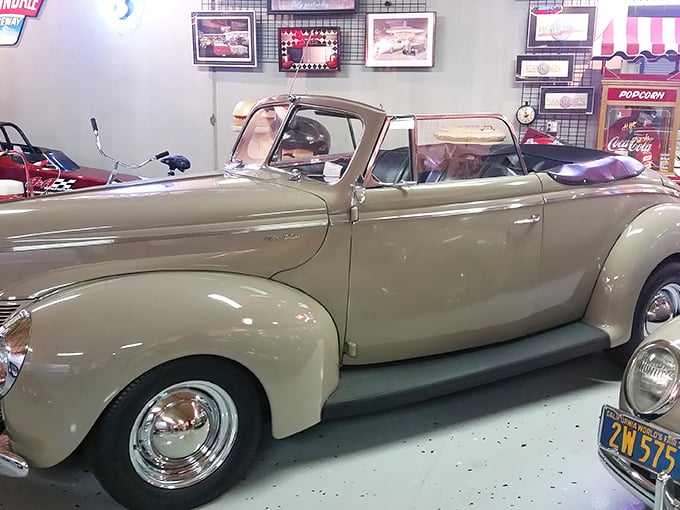 Elegant simplicity in automotive form. This Ford Deluxe convertible represents an era when cars were designed with pencils, not computers.