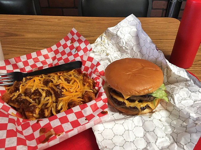 The quintessential American burger with melty cheese and chili &ndash; solving life's problems one perfectly grilled patty at a time.