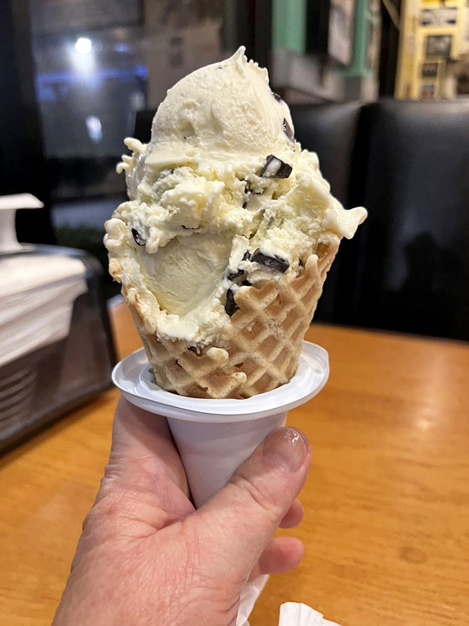 Cone-gratulations, you've found perfection! This waffle cone creation is so beautifully stacked, it could give the Leaning Tower of Pisa a run for its money.
