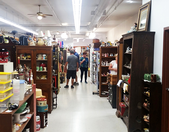 The universal expression of antiquing: that focused look when you've spotted something across the room that might just be "the one."