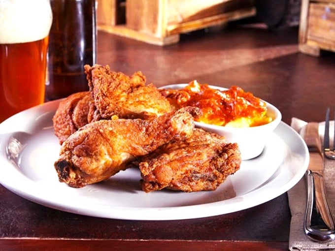 Fried chicken that would make your grandmother jealous. Golden, crispy, and served with mac and cheese that demands to be photographed before eaten.