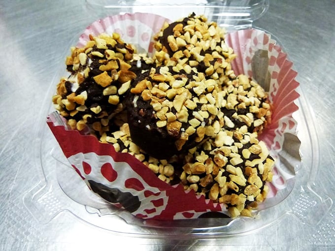Chocolate scoops adorned with nuts &ndash; like jewelry for your taste buds. Simple perfection that needs no filter.