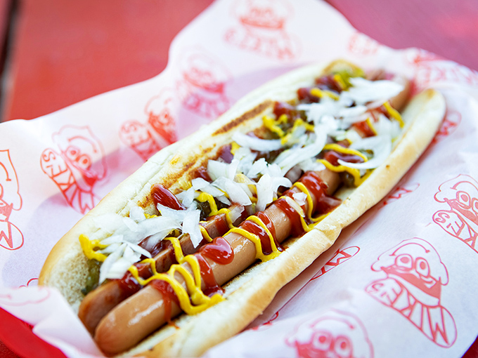 The hot dog &ndash; dressed to impress with mustard, onions, and ketchup &ndash; proves that classics become classics for very good reasons. 