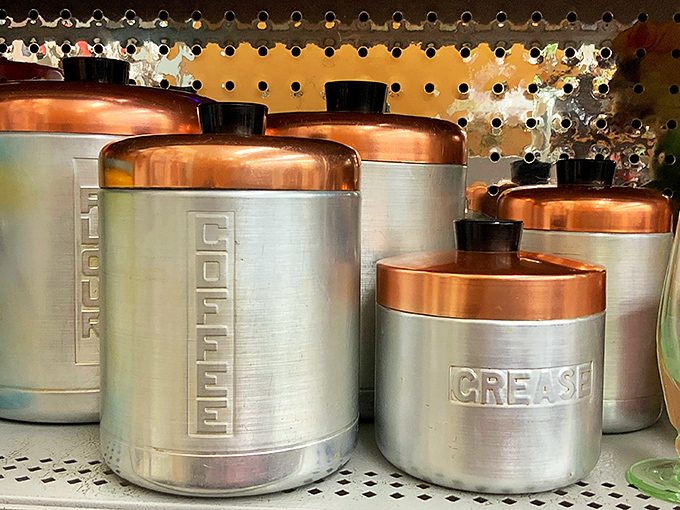 The kitchen canister holy grail&mdash;complete matching sets! Someone's grandmother would have displayed these aluminum beauties with the pride of a museum curator.
