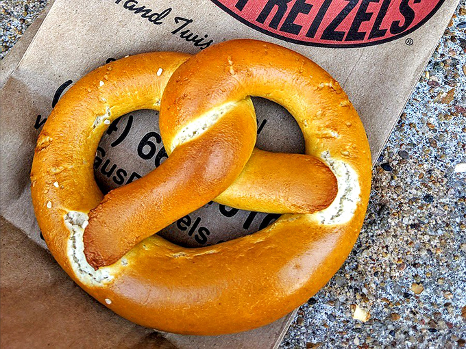 Like a sunbather who found the perfect spot, this pretzel has achieved the ideal golden tan that makes resistance futile.