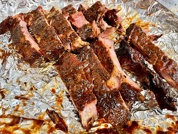 These ribs have the perfect bark-to-bite ratio&mdash;a smoky exterior giving way to meat that's having a love affair with your taste buds.