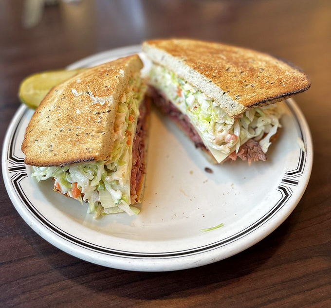 The #19 sandwich in all its glory&mdash;where coleslaw, Russian dressing, and hand-cut pastrami achieve a harmony that would make Mozart jealous.