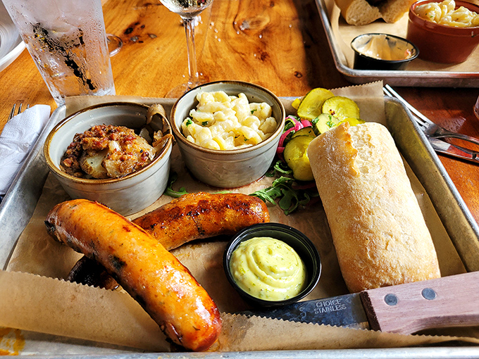 This sausage presentation isn't just a meal&mdash;it's a love letter to German craftsmanship, where every bite offers that perfect snap we secretly crave.